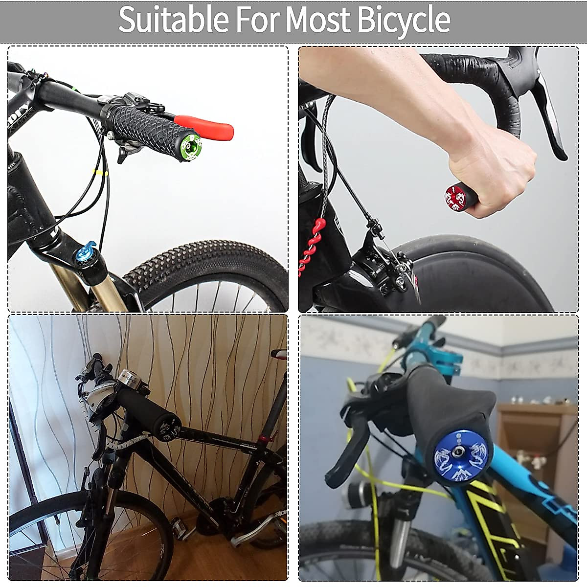 ZFZ Bicycle Handlebar Bar End Plugs Caps – Aluminum Handle Bar Ends Caps, Suitable for Most Bicycles Road Bike Mountain Bike BMX MTB Fixie(1 Pair)