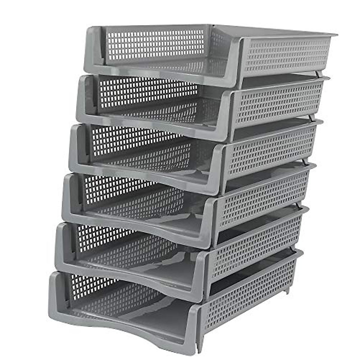Lesbin 6-Pack Gray Plastic Stackable Paper Letter Tray