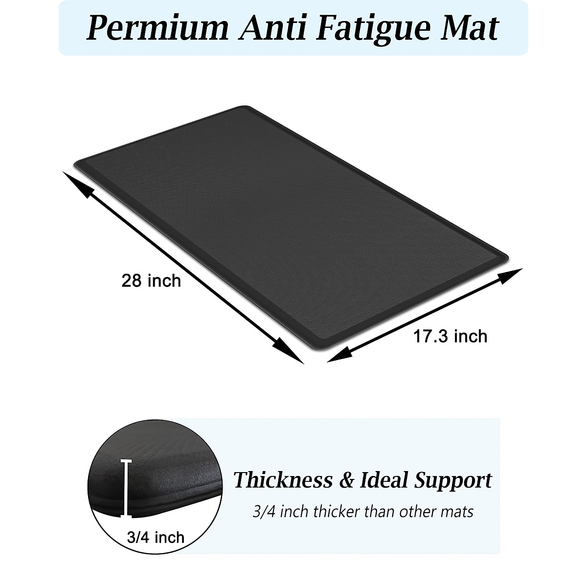 Artnice Anti Fatigue Mat Standing Desk Office One Piece,0.75" Memory Foam Kitchen Mats for Standing,Standing Mat for Standing Desk for Floor, Office, Sink(17.3" x 28")