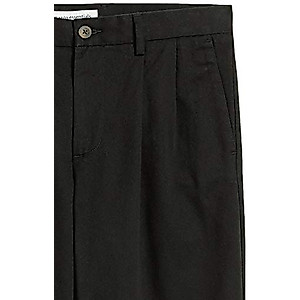 Amazon Essentials Men's Classic-Fit Wrinkle-Resistant Pleated Chino Pant (Available in Big & Tall), Black, 36W x 32L