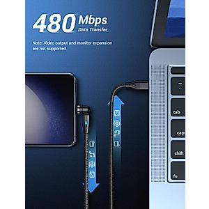 Magnetic USB C to USB C Cable 60W(3A) (2Pack, 3.3/6.6ft), 360°&180° Rotating Magnetic Charging Cable/Magnetic Phone Charger Cable/USB C Charging Cable-Data Transfer for Type C/Micro USB/i-Product