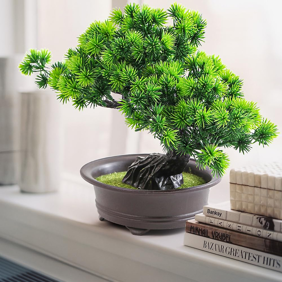 Artificial Bonsai Tree - Perfect for Decorating with Small Faux Plants - Indoor Silk Bonsai Replica with Pot - Zen-Inspired Design - 8.8 Inch Tall - Low Maintenance Greenery