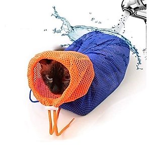 Cat Grooming Bag Puppy Dog Cleaning Polyester Soft Mesh Scratch & Biting Resisted for Bathing Injecting Examining Nail Trimming