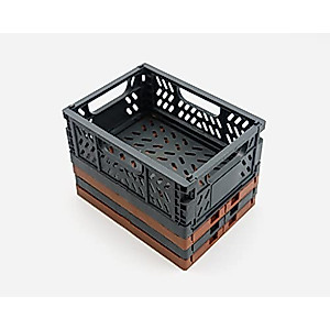 Chloe Emily & Co Stylish Stackable Storage Bins | Sets Plastic Sturdy Foldable Storage Crates for Office, Pantry, Bathroom & Kitchen Organization | Set of 4 (Extra Small, Black/Brown), X-Small