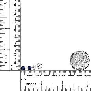 Gem Stone King Platinum Blue Sapphire Stud Earrings For Women (1.20 Cttw, Gemstone Birthstone, Round 5MM)