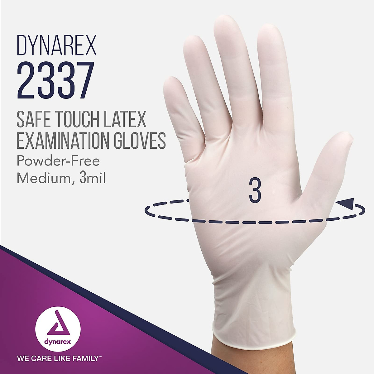 Dynarex Safe-Touch Disposable Latex Exam Gloves, Powder-Free, Used in Healthcare & Professional Settings, Bisque, 1 Box of 100 Gloves (Medium)