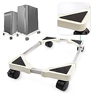 Computer Tower Stand with Wheels Adjustable CPU Stand PC Tower Stand Cart Suitable for Most PC Brackets On The Carpet Floor (White)