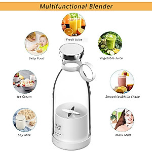 Wireless Charging 4 Blades Electric Juicer Mini Portable Blender Fruit Mixers Fruit Extractors Multifunction Juice Maker Machine Blender Smoothies Mixer Personal Size Blender for Juice, Shakes, and
