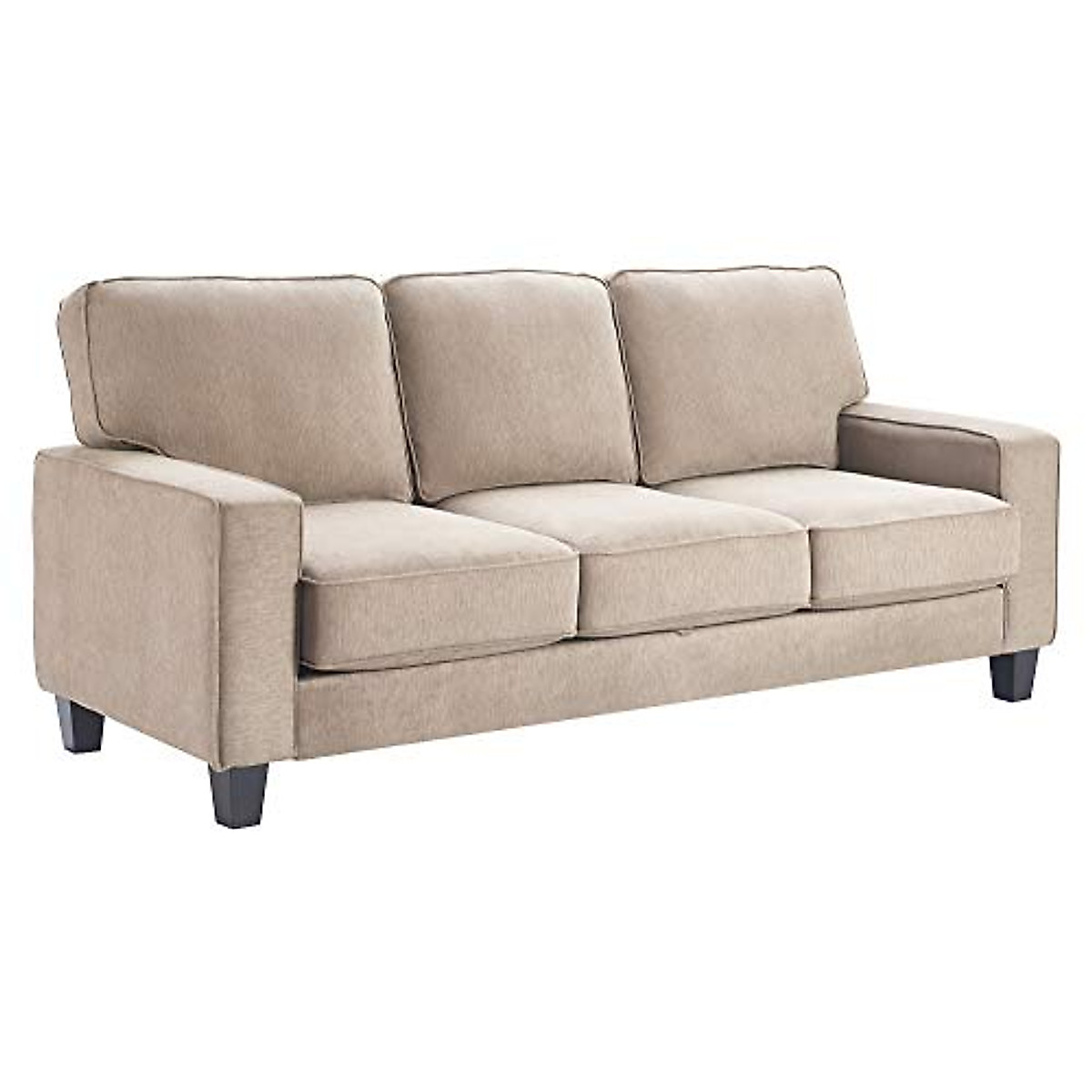 Serta Palisades Sofas with Storage 1 Modern Design, Track Arms, Foam-Filled Cushions, Easy-to-Clean Fabric Upholstery, 77", Soft Beige