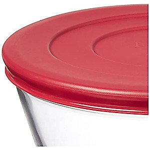 Anchor Hocking 91858 Glass Mixing Bowls with Lids, Cherry, 4 Quart (Set of 2) -