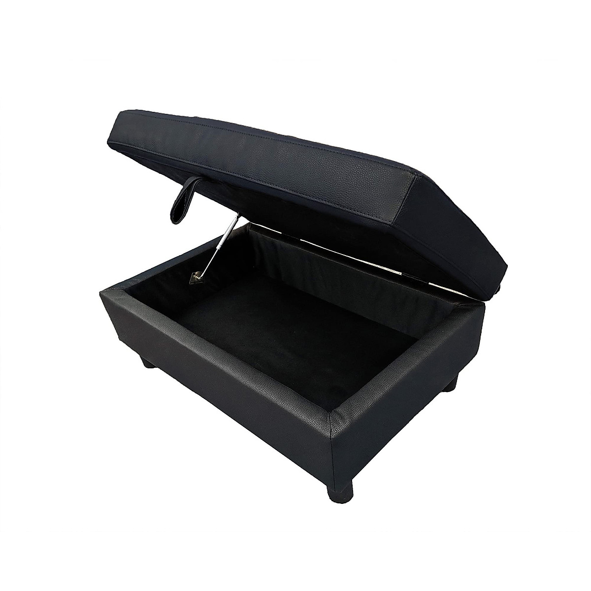 ERYE L-Shaped Corner 5 Seaters Sectional Sofa Chaise & Storage Ottoman,Modern Faux Leather Sectional&Sofa Couch with 2 Pillows for Home Office Apartment Living Room Furniture Sets, Black PU Left