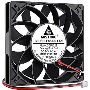 GDSTIME 24V DC Brushless Cooling Fan, 120mm Case Fan, Dual Ball Bearings 120mm x 120mm x 25mm Cooler Fan