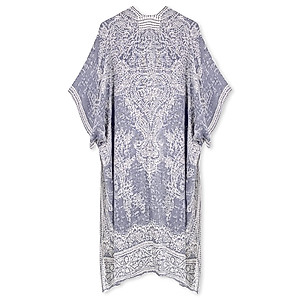 Breezy Lane Women's Kimono Beach Coverup Summer Cardigan Swimsuit Cover Up with Grey Floral Print