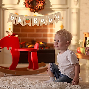 Adurself Oh baby Pumpkin Burlap Banner Welcome Baby Fall Jute Bunting Garland for Autumn Pumpkin Theme Garden Mommy to Be Celebration Supplies Boy Girl Baby Shower Decoration