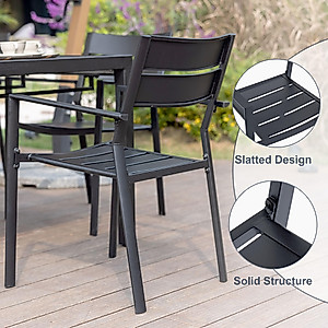 VICLLAX Patio Dining Chairs Set of 2, Stackable Metal Chairs Set with Armrests for Poolside, Backyard, Garden, Deck, Porch, Grey