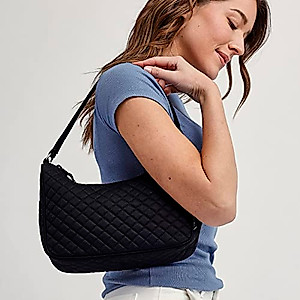 Vera Bradley Women's Cotton Frannie Crescent Crossbody Purse, Bees Navy - Recycled Cotton, One Size