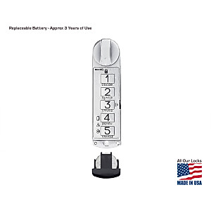 MicroIQ Electronic Cabinet Lock for Doors, Drawers, Lockers, Touch Keypad for Keyless Entry, Keyed Cam Lock Replacement, Knob on Top Vertical, Brushed Silver