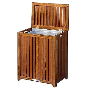 Oceanstar Solid Wood Spa Laundry Hamper 24.75 in high x 20 in Wide x 13.25 in deep, Brown