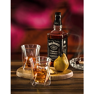 JoyJolt Lacey Whiskey Double Wall Glasses, Set of 2 Insulated Whiskey Glass, 10-Ounces.