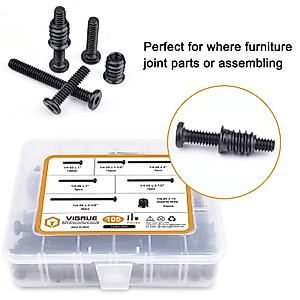 VIGRUE 80PCS Baby Bed Crib Metric Screws M6 x 15mm/ 20mm/ 25mm/ 30mm/ 35mm/ 40mm/ 50mm/ 70mm Black Hex Socket Cap Bolts Barrel Nuts Assortment Kit for Crib Baby Bed Furniture Hardware Cots and Chairs