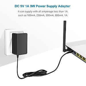 SHNITPWR 9V DC Power Supply 9 Volt 1A 9W Power Cord AC Adapter 100~240V AC to DC 9Volt 1000mA 800mA 500mA 300mA Power Converter with 10 Tips 5.5x2.5mm 5.5x2.1mm 3.5x1.35mm 4.8x1.7mm, Center Positive