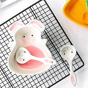 SHERCHPRY Rabbit Shape Foods Bowl Ceramic Fruit Bowl Bunny Candy Dish Snack Dessert Bowl Foods Serving Container for Spring Easter Party Tableware