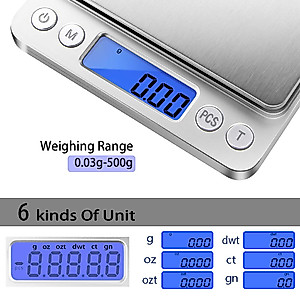 Fuzion Small Kitchen Scale, 500g/ 0.01g Small Gram Weight Scale, Precision Lab Scales Digital Weight Grams and Oz, Digital Gram Scale, Jewelry Scale with LCD, Small Food Scales for Kitchen