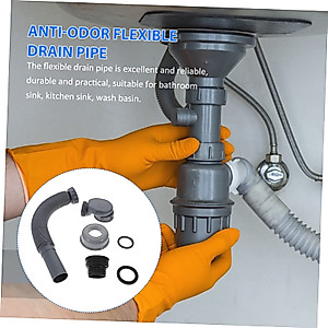 DOITOOL Expandable Drain 1 Set Bathtub Drain Flex Hose Plastic Drain Tubes Wash Basin Sink Kitchen Drain Expandable Drain Sink Expanded Tube Grey Extend