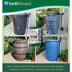 EarthMinded DIY Rain Barrel Diverter and Parts Kit - Water Collection System To Convert Containers into Rain Barrels - Catch Rain Water for Outdoor Chores - RBK-0001