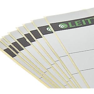 Leitz Self Adhesive Replacement Spine Labels for Standard 80 mm Lever Arch Files, Wide and Short, 61 x 192 mm, Paper, 16420085 - Grey, Pack of 10