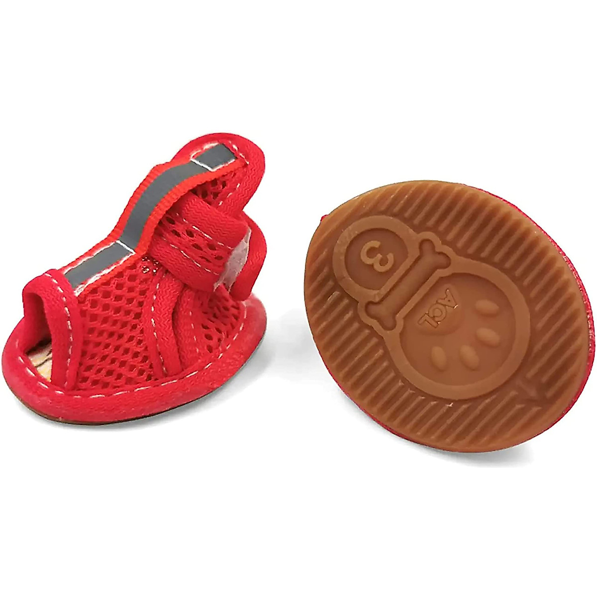 GabeFish Small Dog Summer Mesh Sandal Shoes Puppy Cats Breathable Paw Protectors Red Size 2