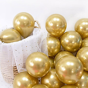 100pcs Metallic Gold Balloons Different Sizes 18 inch +12 inch +10 inch +5 inch Chrome Gold Balloon Gold Latex Balloons for Halloween Christmas Thanksgiving Birthday Party Graduation Baby Shower