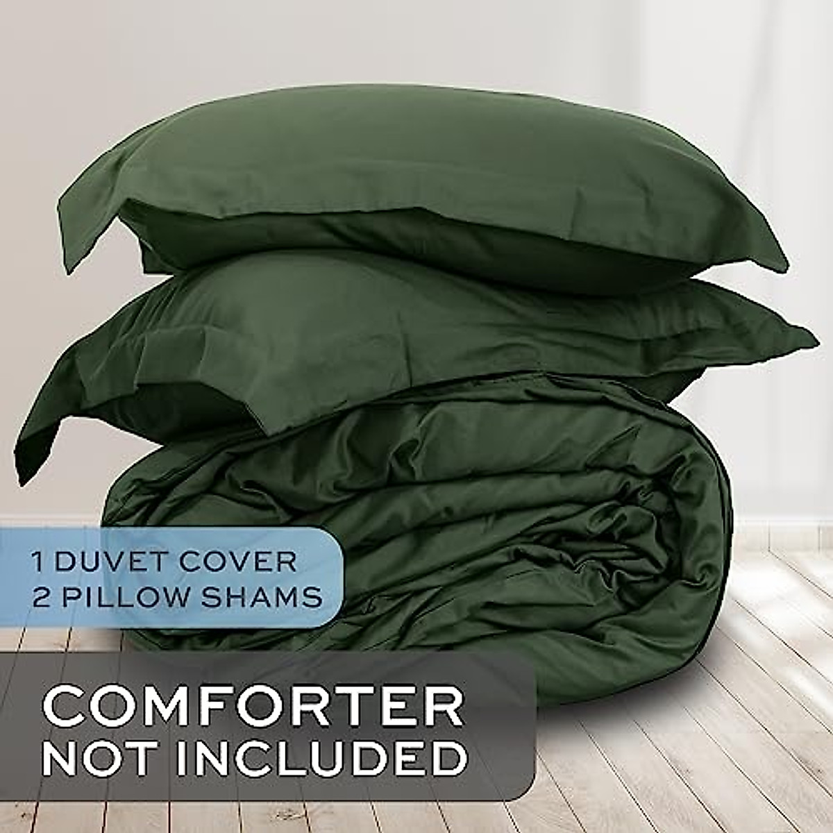 White Classic Avocado Dark Green Duvet Cover King Size Zipper Closure - Luxury Soft King Duvet Cover Set 3 Piece, 1 Duvet Cover 104x90 and 2 Pillow Shams | Comforter Not Included
