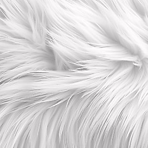 FabricLA Shaggy Faux Fur Square - 10" X 10" Inches Pre-Cut - Use Fake Fur Fabric for DIY, Craft Fur Decoration, Fashion Accessory, Gnome, Hobby - White