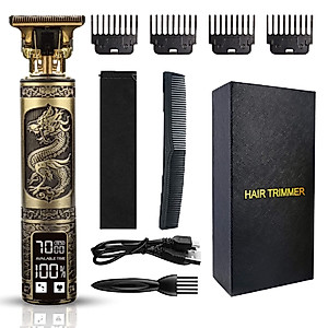 Hair Clippers for Men,Professional Zero Gapped Cordless Rechargeable Beard Trimmer,T-Blade Baldhead Razor with 4 Combs,Precision Haircut & Grooming Kit for Barbershop, Dragon Phoenix