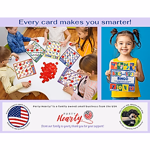 Party Hearty Alphabet and Number, ABC and 123 Bingo Board Game for Kindergarten and Preschool Kids Learn to Read Fun 2 Versions for Ages 4 and Up (Animal Edition)