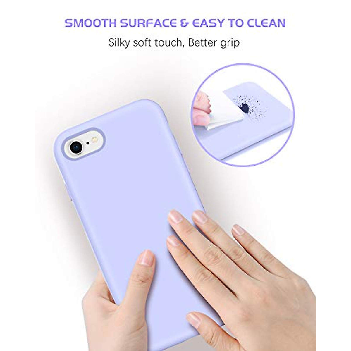 YINLAI iPhone SE 2020 Case,iPhone SE 2022 Case,iPhone 8 Case iPhone 7 Case Slim Liquid Silicone Women Girls Men Shockproof Protective Phone Cover for iPhone SE 3rd/2nd Gen 4.7 Inch, Lavender Purple