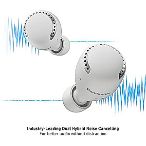 Panasonic Noise Cancelling Wireless Earbuds, True Wireless Earbud & In-Ear Headphones with Charging Case, IPX4 Water Resistant and Compatible with Alexa – RZ-S500W (Light Grey)