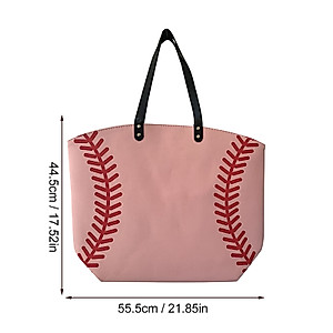 Qinnyo Women's Baseball Tote Handbag Soccer Sports Tote Bag Canvas Casual Oversized Beach Bag Utility Shopping Work Tote Bag