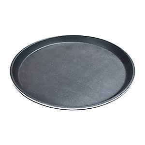 Top Kitchen Commercial Restaurant Non-Slip/Non-Skid Serving Plastic Tray, Rubber Lined, Round, 11-inch, Black
