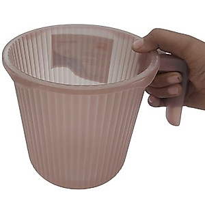 ADHAATA Homely Bathing Mug Certified Bath Water Mug Capacity 1.5Litre Ribbed Design BPA Free Camping Mug Dabba Bathroom Mug Cup - Assorted Colors