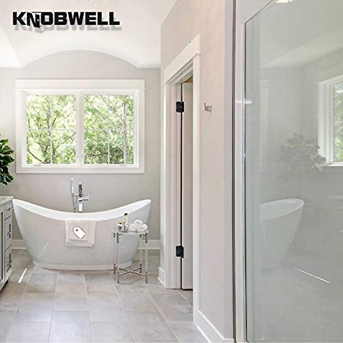 KNOBWELL 12 Pack 4" X 4" Matte Black Door Hinges Rounded Square Corner, 5/8 Inch Round Radius Exterior Door Hinge in Black