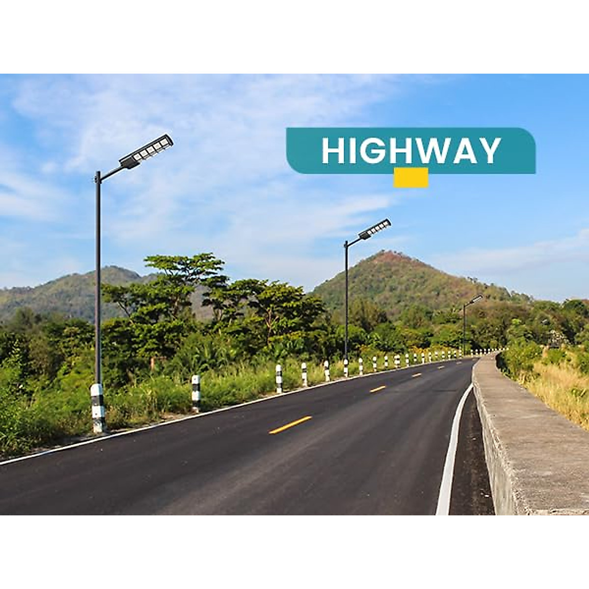 Lovus 2 Pack 3000W Commercial Solar Street Lights, 6000K Dusk to Dawn Solar Flood Light with Motion Sensor, Outdoor Solar Parking Lot Lights IP67 Waterproof for Courtyards, Playground, ST5-107-2