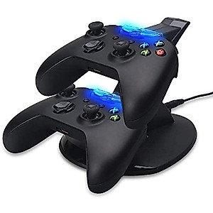 Charger Charging Station,Poulep Charging Station for Xbox One, Dual Charger Stand Compatible With for Xbox One/S(Black)