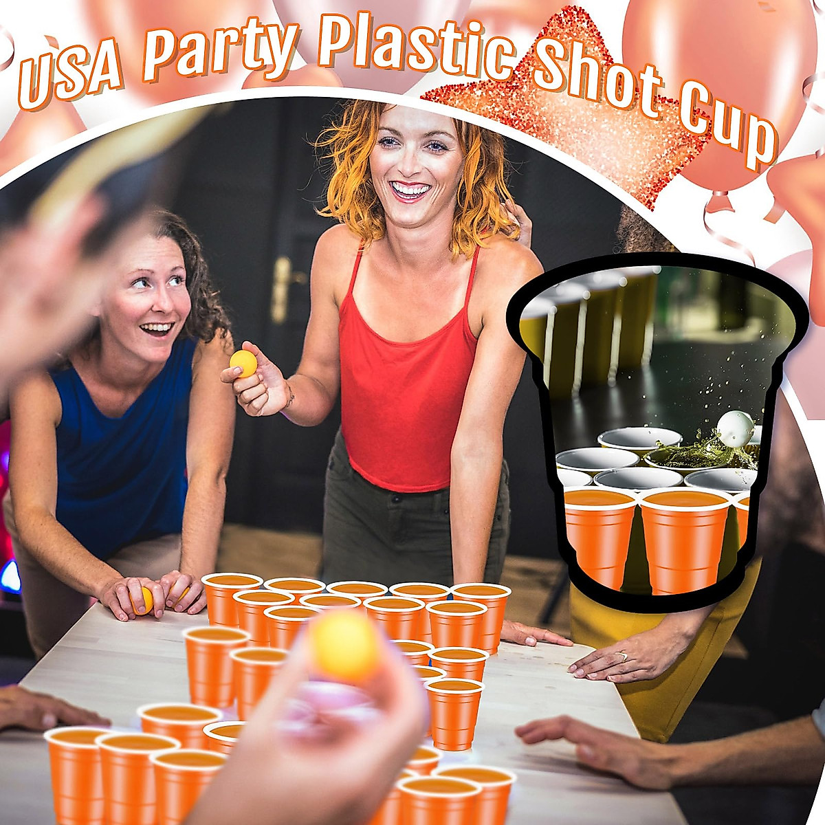 Layhit 200 Pack 2oz Shot Cups Plastic Shot Glasses Mini Disposable Cups for St. Patrick's Day Wedding Party Supplies Beer Drinking Serving Snacks Samples Tastings(Orange)