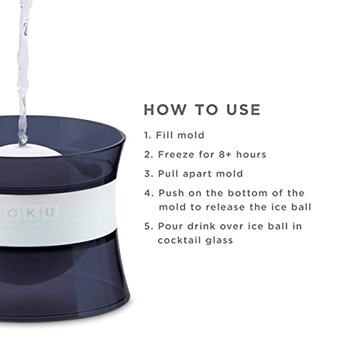 ZOKU Set of 2 Silicone Ice Sphere Molds, Stackable 2.5-Inch Ice Ball Makers, Keep Drinks Colder Longer with Less Dilution, Leak-free, Easy-Release, Black