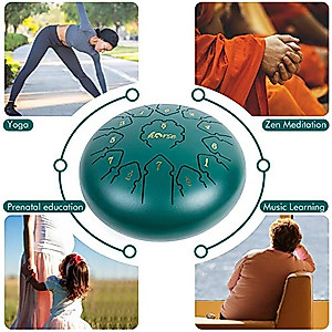 Steel Tongue Drum, Horse 12 Inch 13 Tones Tank Drum C Key Percussion Steel Drum Kit with Drum Mallets Note Stickers Finger Picks Mallet Bracket and Gig Bag…