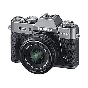 Fujifilm X-T30 Mirrorless Digital Camera w/XC15-45mm F/3.5-5.6 OIS PZ Lens, Charcoal Silver