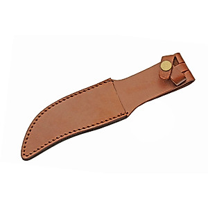 SZCO SUPPLIES 10” Black Wood Handled Upsweep Outdoor Hunting Knife With Leather Sheath