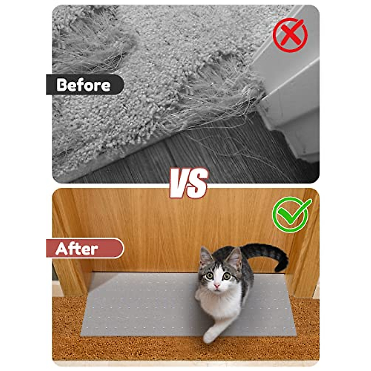 8.2Ft Cat Carpet Protector, Heavy Duty Plastic Pets Scratch Stopper for Carpet, Easy to Cut, Clear Non-Slip Floor Runner Prevent Carpets Rugs from Scratching Tearing Wearing at Doorway
